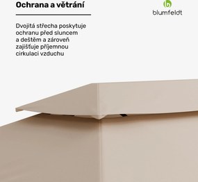Blumfeldt Grandezza Cortina zahradní altán 3x6 m, odolný vůči povětrnostním vlivům, práškově lakovaný, boční rolety