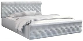 Luxusní postel CHICAGO EKO KŮŽE 140x200 s kovovým zdvižným roštem SVĚTLE ŠEDÁ