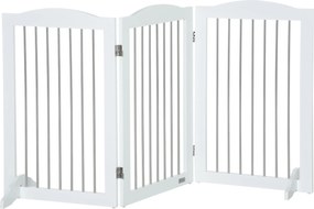 PawHut Psí Zábrana, Dveřní Stráž, Skládací Psí Brána se Stojanem, 3 Panely, Brána pro Schody a Chodby, Bílá, 154 x 30 x 80 cm | Aosom