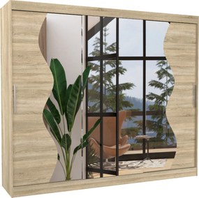 ADRK Furniture Skříň s posuvnými dveřmi a zrcadlem SHARON 250 ADRK-SW-SHA-S-250