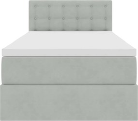 Postel s úložným prostorem s čelo Světle šedá 90 x 190 cm samet 3370845