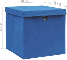 Úložné boxy s víky 4 ks 28 x 28 x 28 cm modré 325196