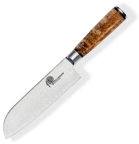 nůž SANTOKU 7" (180 mm) Dellinger LADDER Sapele ( White Shadow ) Professional Damascus