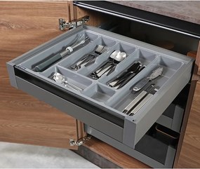 Vklad organizér 60 | plastový | do zásuvky kuchyňské skříňky 60 cm | šedý