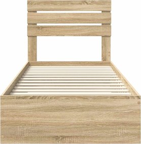 Rám postele Sonoma dub a stříbrná 75 x 190 cm Kompozitní dřevo 3411700