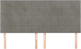 Čelo postele světle šedé 160x5x118/128 cm sametové 3116386
