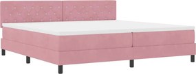 Postel s boxspringem s matrací s čelo Růžová 200 x 200 cm samet 3339133