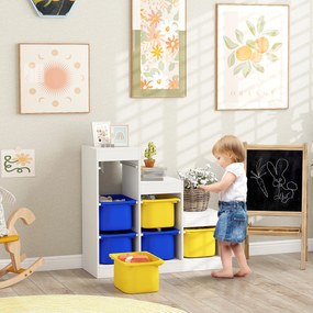 Úložný nábytek pro děti AIYAPLAY se 6 vyjímatelnými boxy, 3 patra, 96 x 38,5 x 90 cm, vícebarevný