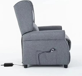 TV křeslo ušák STILO PLUS s elektrickým polohováním — látka, šedá, nosnost 130 kg
