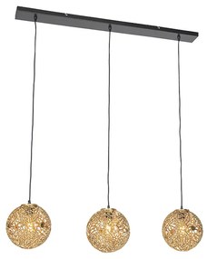 Art Deco závěsná lampa zlatá podlouhlá 3-světelná - Maro