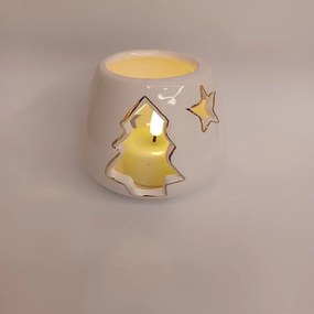 Svícen na čajové svíčky 9,4 × 9,4 × 7,7 cm, bílá, keramický