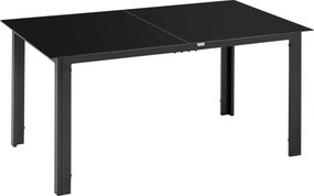 Zahradní stůl Outsunny pro 6 osob, jídelní stůl se skleněnou deskou, 150 x 90 x 74 cm, černý stůl na zahradu a balkon | Aosom.de