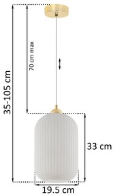 Závěsné svítidlo Riffle 4, 1x bílé skleněné stínítko, g