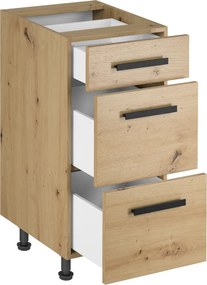 Spodní skříňka, dub artisan, s úchytkami, LANGEN D40S3 U