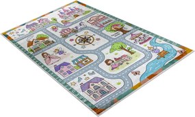 Dětský koberec protiskluzový BAMBINO 61430 šedý / růžový