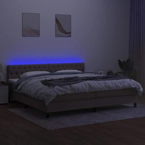 Box spring postel s matrací a LED taupe 200x200 cm textil 3133425