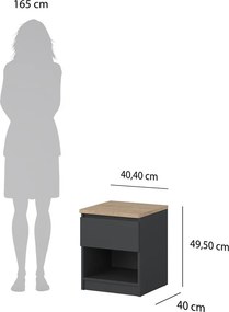 Tmavě šedý noční stolek Naia – Tvilum