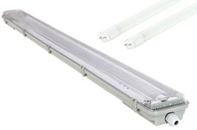 ECOLIGHT Svítidlo + 2x LED trubice mini plate - T8 - 120cm - 230V - IP65 - teplá bílá