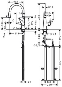 Hansgrohe Talis M51 - Páková kuchyňská baterie 200, Eco, vytahovatelná sprška, 2jet, sBox, chrom 73876000