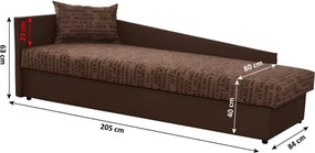 Válenda JUDIT 80x200 s úložným prostorem, levé provedení, ekokůže hnědá, látka Vegas 3 Kondela 0000186816