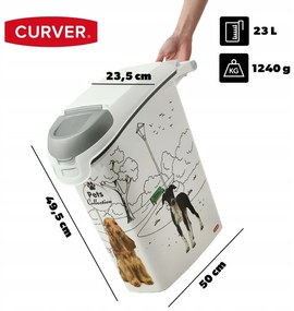 CURVER Kontejner a úložný box na granule pro psy, 23l/10kg DOG
