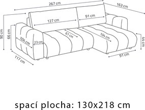 Sedací souprava JOHI | 163x267 cm | rozkládací + úložný prostor | VÝBĚR TKANIN