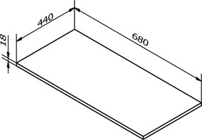 Sapho ODETTA deska DTDL 680 x 18 x 440 mm dub alabama DT068-2222