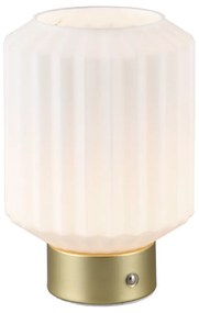 Stmívatelná LED stolní lampa v bílé a zlaté barvě se skleněným stínidlem (výška 19,5 cm) Lord – Trio