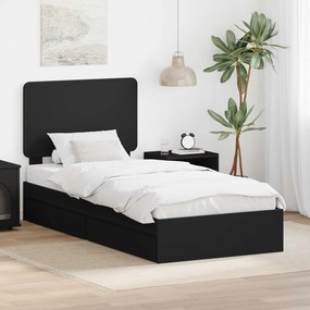 Postel s úložným prostorem Černá 75 x 190 cm Kompozitní dřevo 3412736