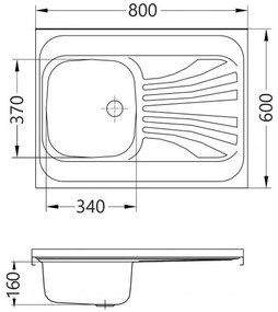 ALVEUS CLASSIC 30 N celoplošný dřez nerez, 800 x 600 mm, levý 1009328