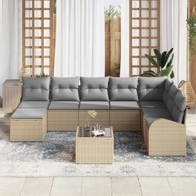 Set pohovek 9 ks Beige a světle šedá polyratan 3354839