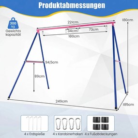Costway Velký kovový otočný stojan s protiskluzovou zemní kotvou ve tvaru