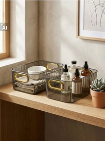 Sinsay - Poloprůhledné úložné nádoby se zlatými úchyty 2 pack - šedá