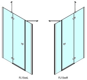 Polysan FORTIS LINE sprchové dveře do niky trojdílné 1300mm, čiré sklo, levé FL1513L