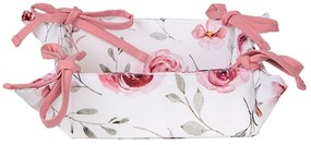 Bavlněný košík na pečivo s růžemi Rustic Rose - 35*35*8 cm