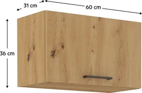 Horní skříňka, černý mat / dub artisan, Monro 60 GU-36 1F