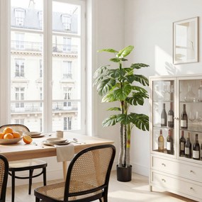 HOMCOM Umělá monstera 150 cm — realistický kmen a větve, 20 velkých listů, včetně květináče