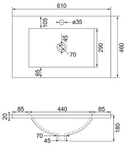 EBS Pure Skříňka s keramickým umyvadlem slim 61 cm, dub Ribbeck/bílá S_PURESL61R
