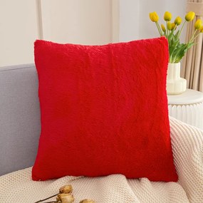 Útulný plyšový povlak na polštář 45 x 45 cm Barva: Červená