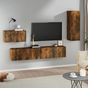 4dílný set TV skříněk kouřový dub kompozitní dřevo 3114339