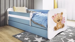 Dětská postel Babydreams méďa s kytičkami modrá