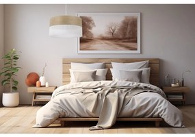 Light Home Závěsné svítidlo Wood, 1x dýha zlatý dub/bílé plastové stínítko, (fi 40cm)