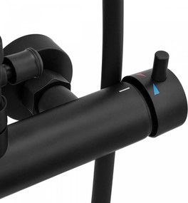 Erga Dubaj, sprchový set s baterií a hlavovou sprchou 23 cm, černá matná, ERG-YKA-BP.DUBAJ23-BLK
