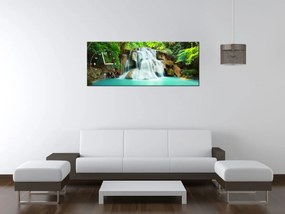 Gario Obraz s hodinami Vodopád v Thajsku Rozměry: 100 x 40 cm