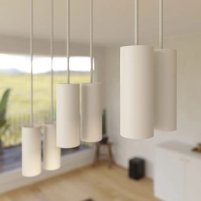 creative cables Závěsná lampa s 6 světly, s obdélníkovým XXL baldachýnem Rose-one, textilním kabelem a kovovými stínidly Tub-E14 Barva: Matný černý dibond