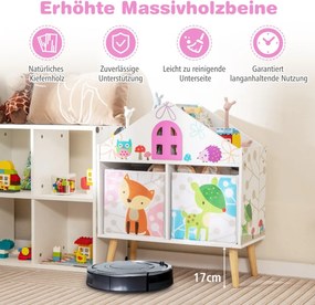 Costway Knihovna ve tvaru dětského domečku Dřevěný domeček pro panenky se 2