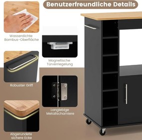 Costway Kuchyňský vozík na kolečkách s pracovní deskou a držákem na ručníky