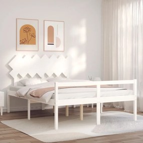 Postel s čelem pro seniory bílý 140x190 cm masivní dřevo 3195527