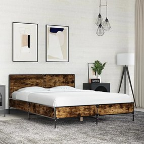 Rám postele kouřový dub 120 x 200 cm kompozitní dřevo a kov 3279994