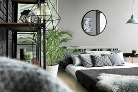 Kulaté zrcadlo do obýváku s černým rámem fi 50 cm
